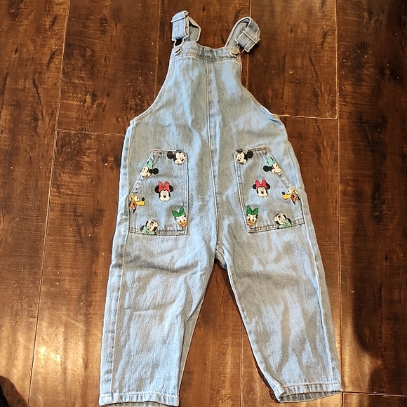 Zara | Bottoms | Zara Blue Overalls With Adjustable Straps And Disney ...